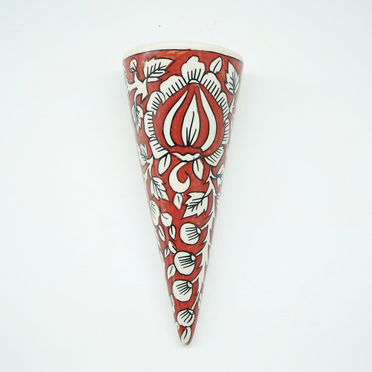 Red Wall Hanging Cone Shape Ceramic Pot — Plant N Pots
