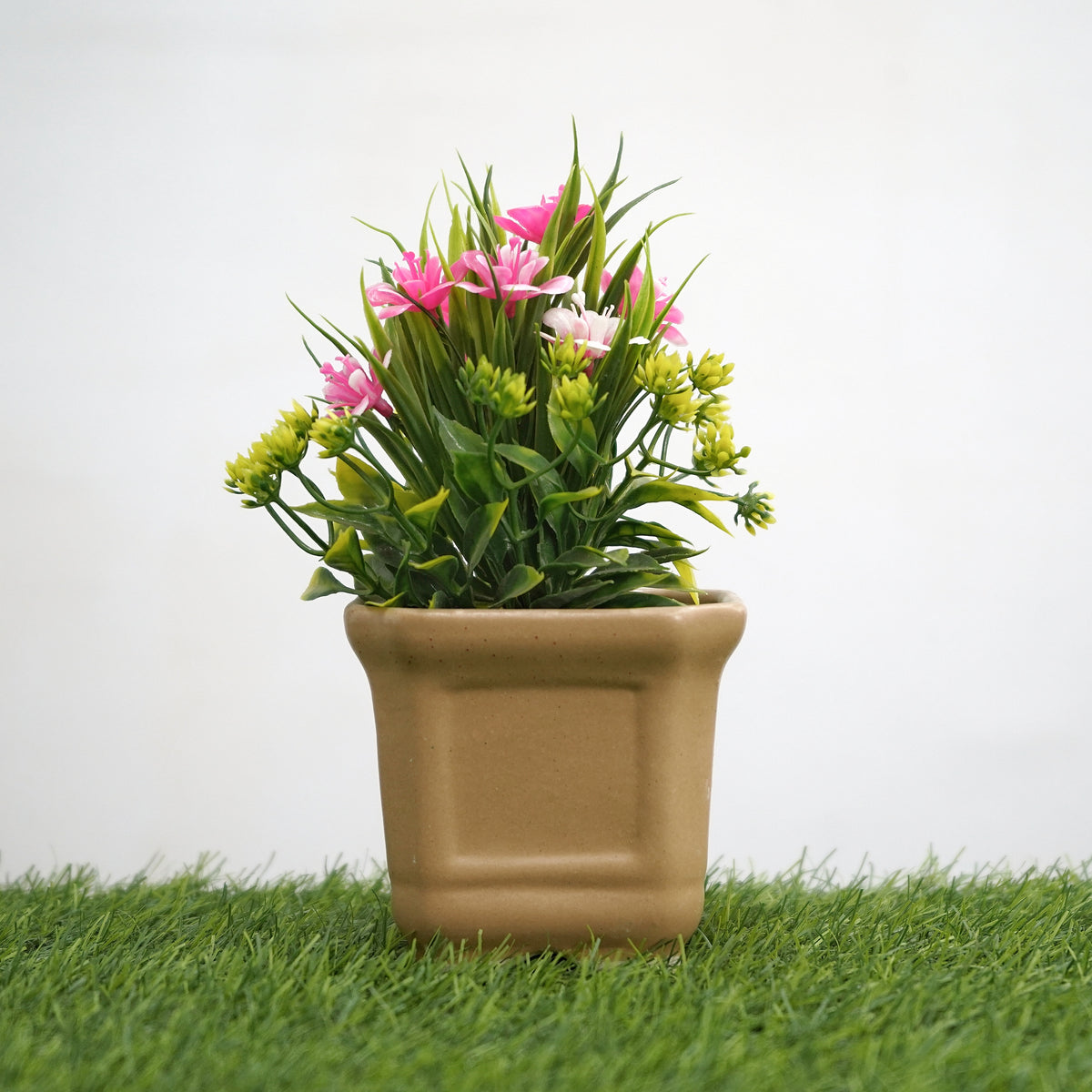 Beige Ceramic square Pot matt — Plant N Pots